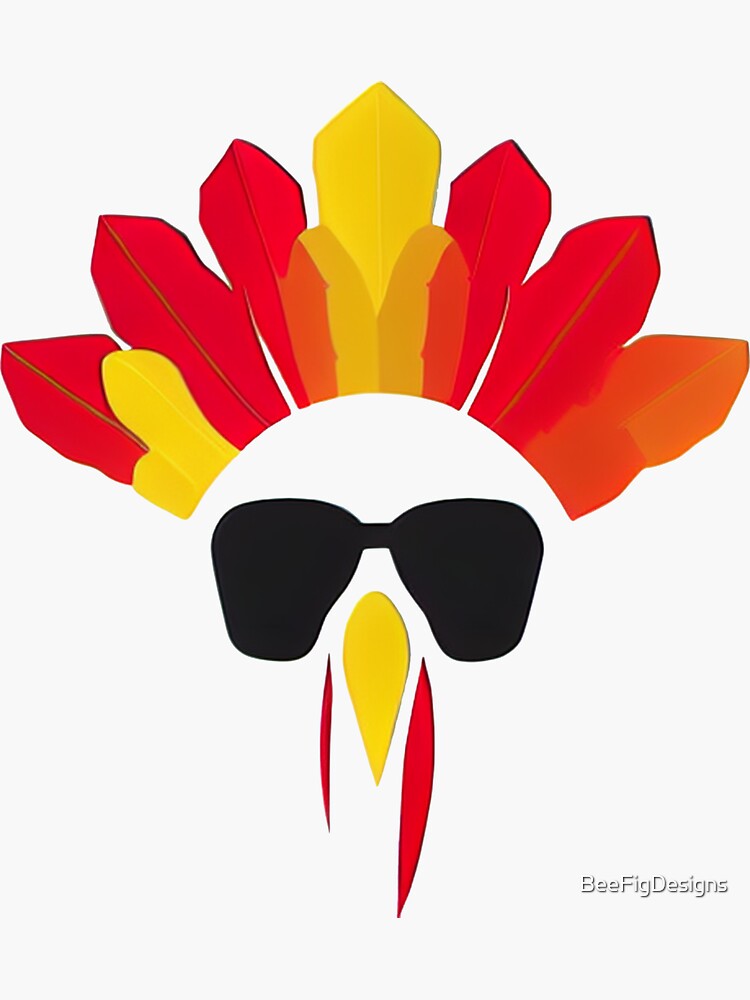 "Cool thanksgiving turkey face" Sticker for Sale by BeeFigDesigns ...