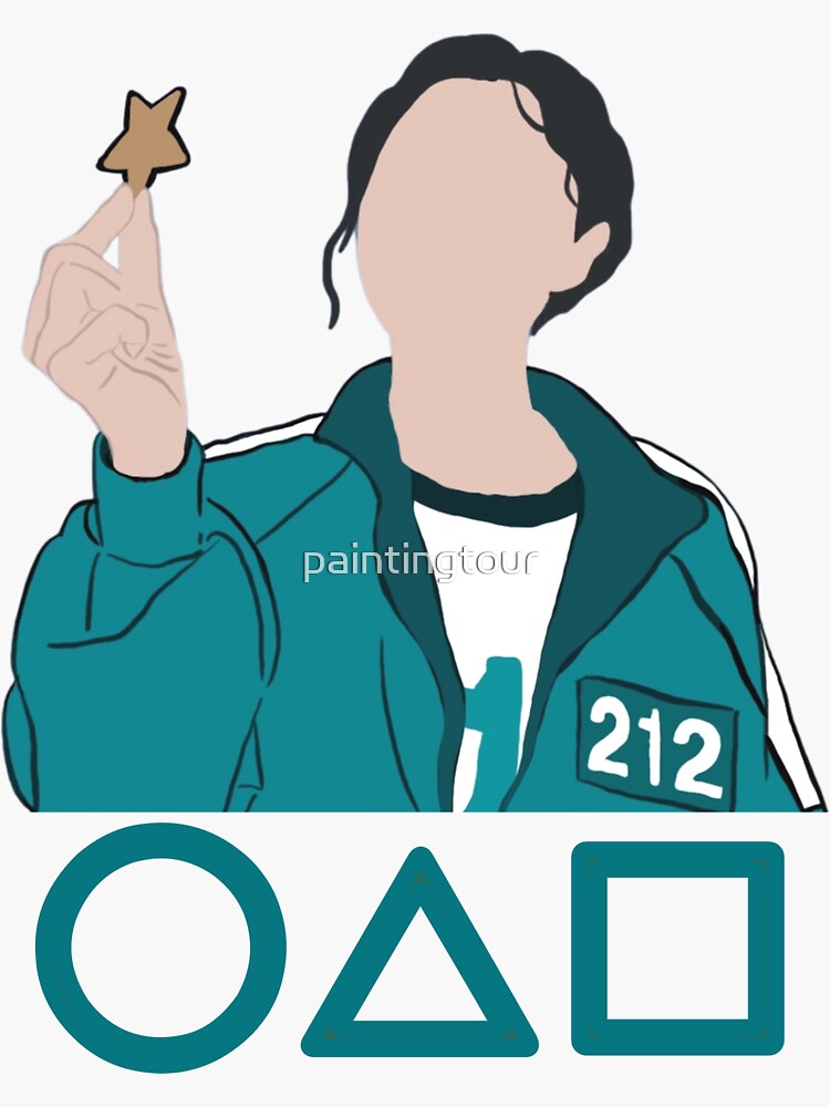 "The Squid Game player 212 star background & geometric logo" Sticker ...