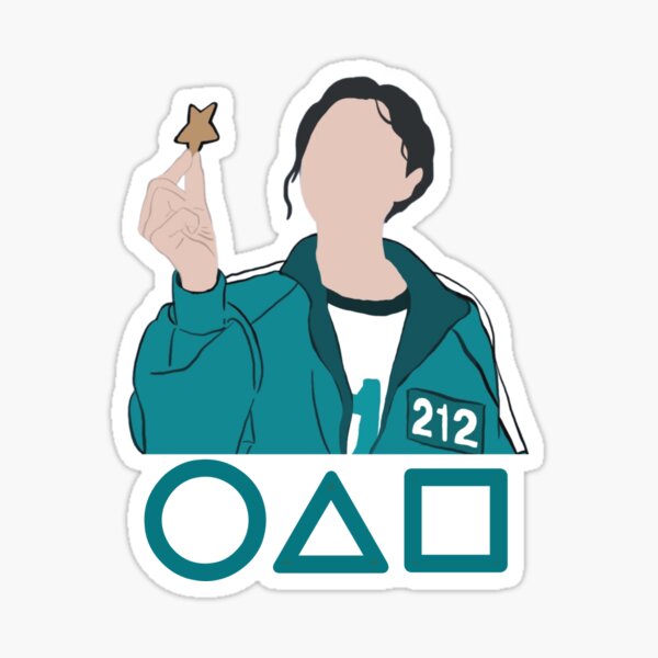 "The Squid Game player 212 star background & geometric logo" Sticker ...