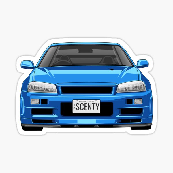 "Front Bayside Blue Nissan Skyline R34 GTR " Sticker for Sale by ...