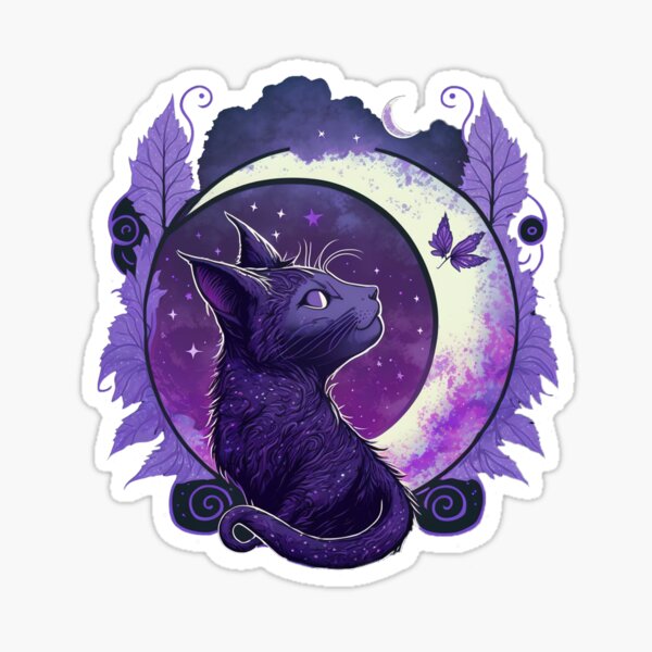 "Dreaming Moon Cat" Sticker for Sale by 9LivesCats | Redbubble