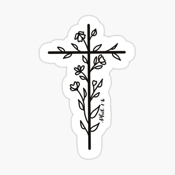"Cross with flowers" Sticker for Sale by briahconway | Redbubble