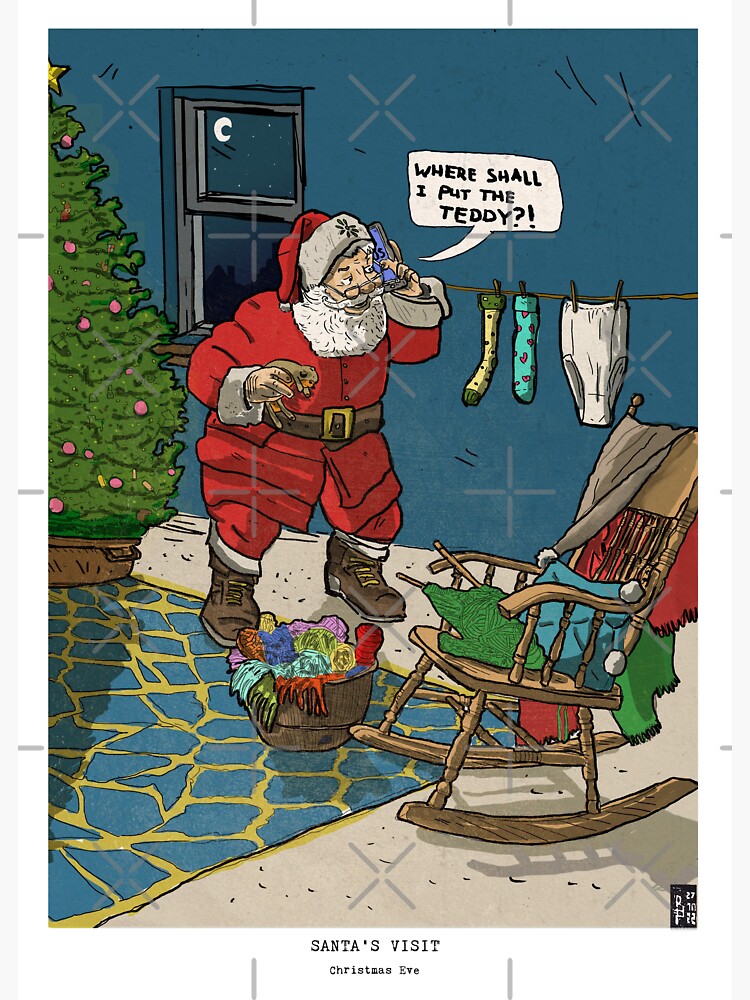 "Funny Retro Santa Claus' Visit At Christmas Eve" Sticker for Sale by ...