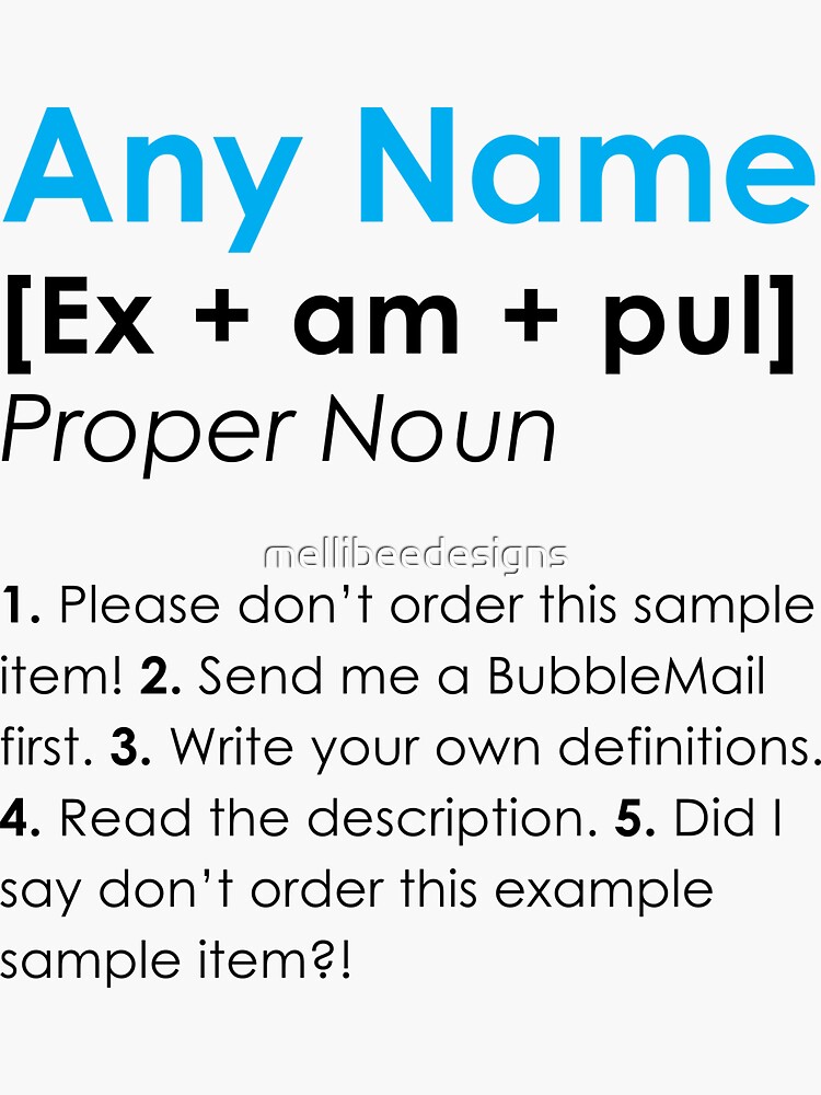 "Personalised Definition *please don't order this sample - send a ...