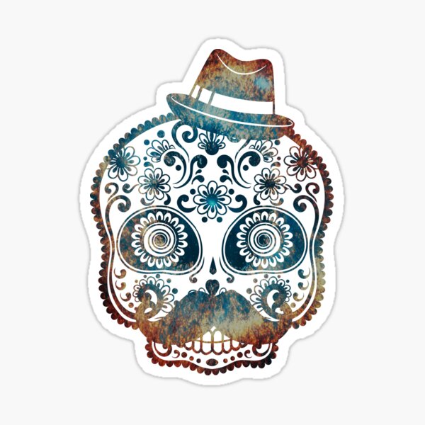 "Mr. Fire Sugar Skull - worst nightmare" Sticker by BALONROSU | Redbubble