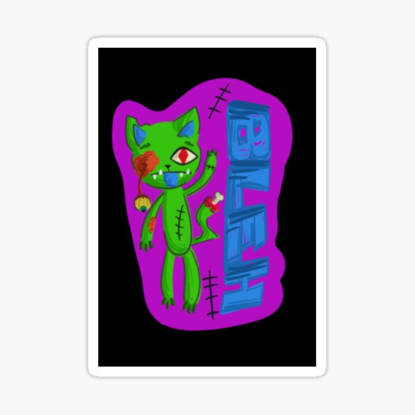 "Zombie cat!!" Sticker for Sale by ponicupcakexx | Redbubble