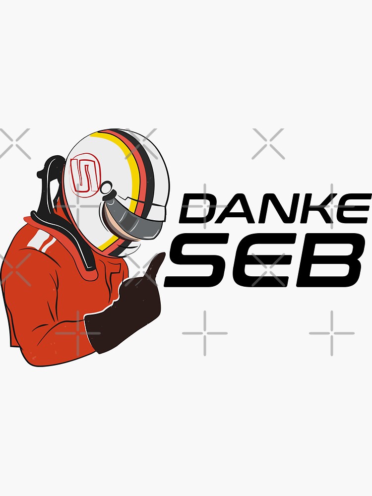 "Danke Seb Sebastian Vettel 5" Sticker for Sale by ElonMuskDesigns ...