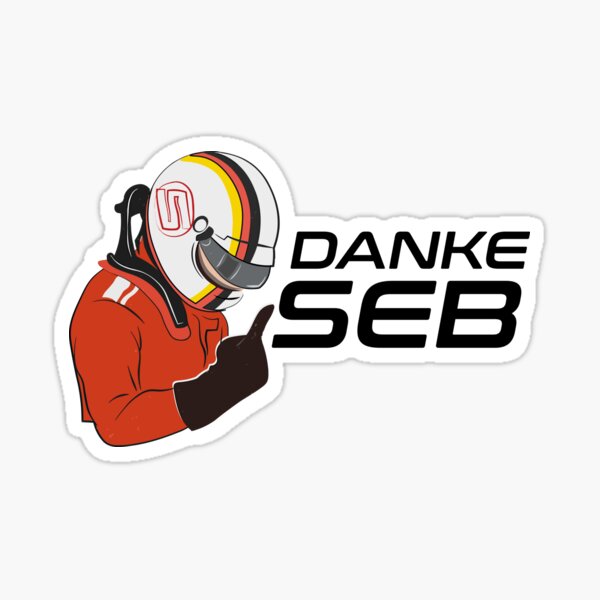 "Danke Seb Sebastian Vettel 5" Sticker for Sale by ElonMuskDesigns ...