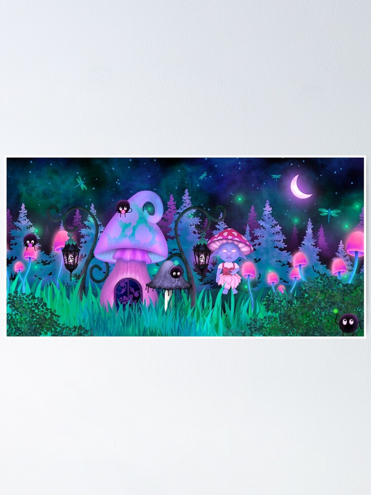 "Gnome mushroom sprite village" Poster for Sale by ChyanideAcid | Redbubble