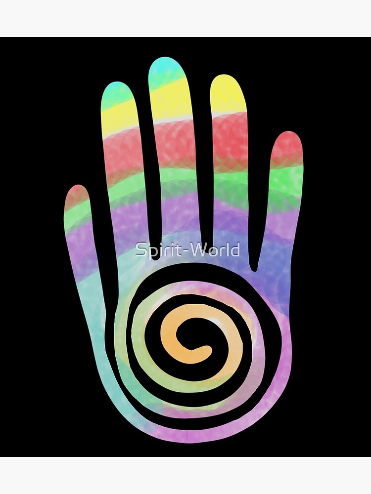 "Hopi Indian Rainbow Healing Hand on Black" Poster for Sale by Spirit ...