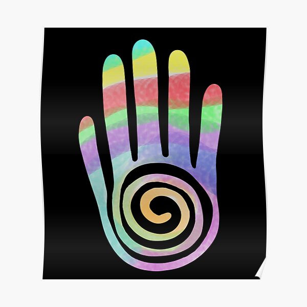 "Hopi Indian Rainbow Healing Hand on Black" Poster for Sale by Spirit ...