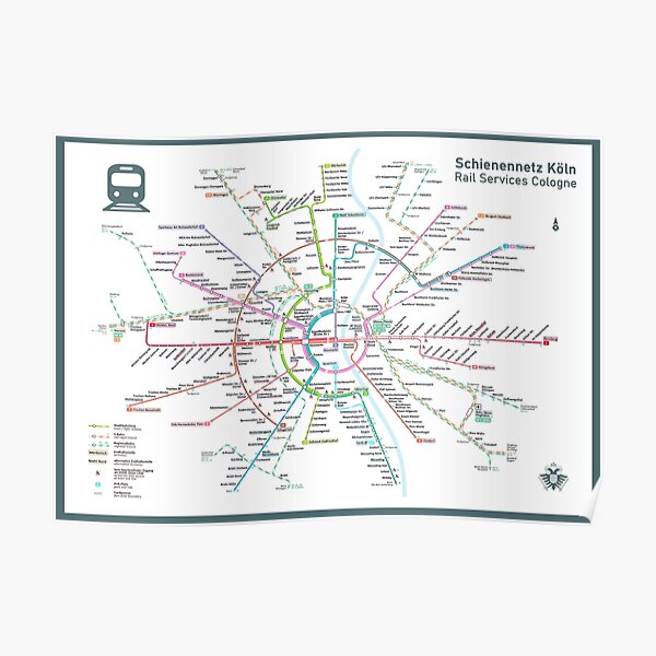 "" Germany: 2022/today Cologne - Detailed rail network plan ..." Poster ...
