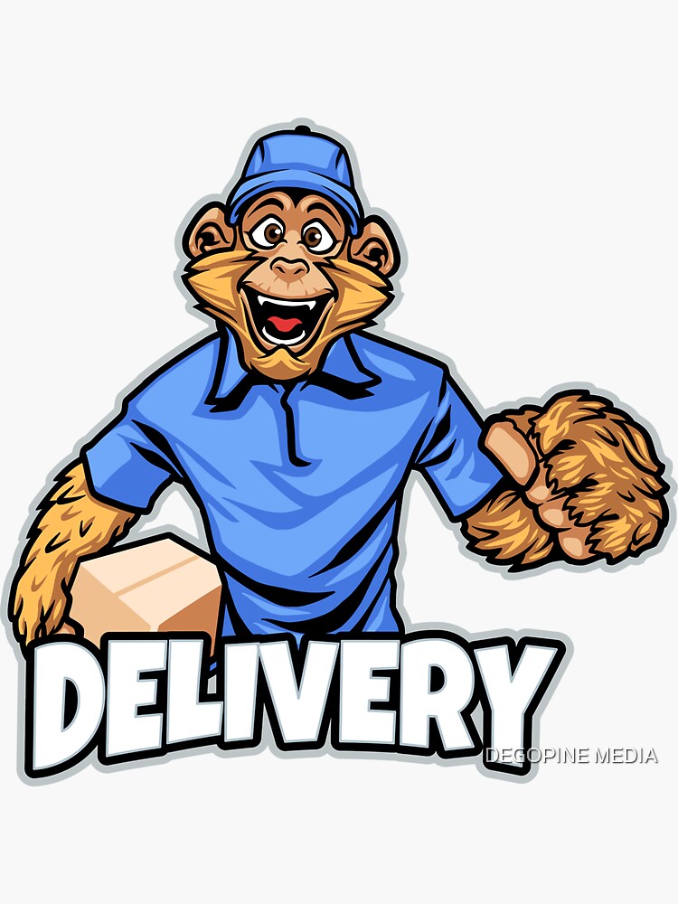 "Monkey Delivery Animal Illustration" Sticker for Sale by Narcoonah ...