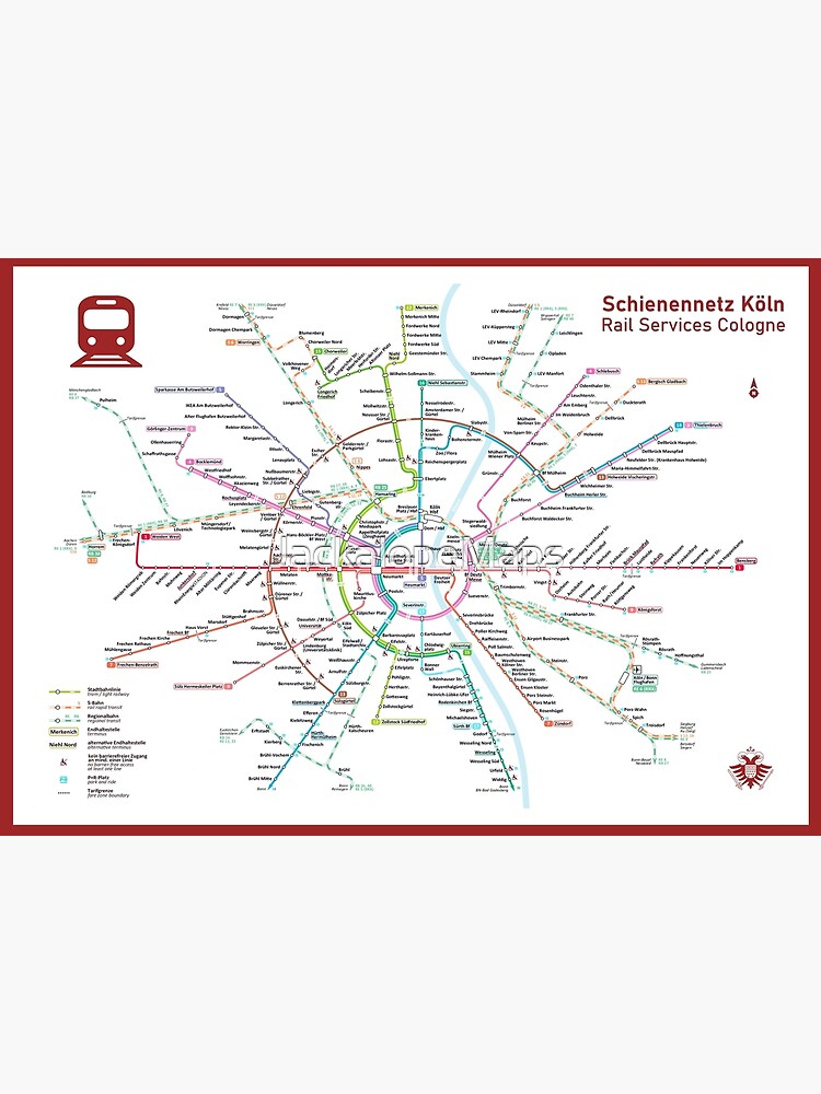 "" Germany: 2022/today Cologne - Detailed rail network plan ... Poster ...