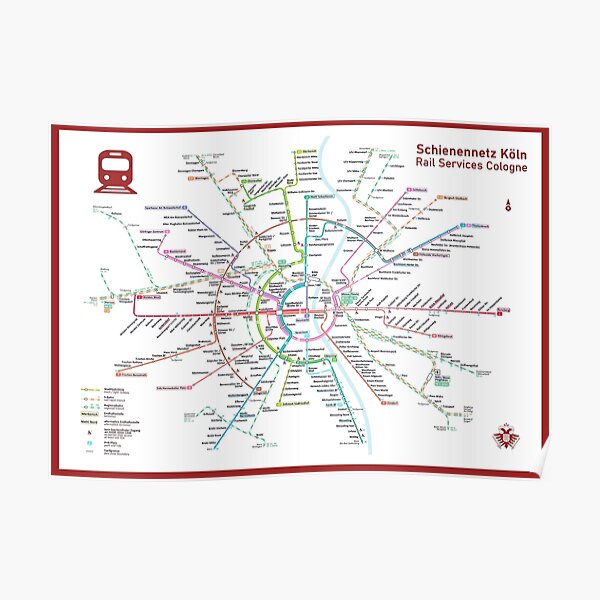 "" Germany: 2022/today Cologne - Detailed rail network plan ... Poster ...