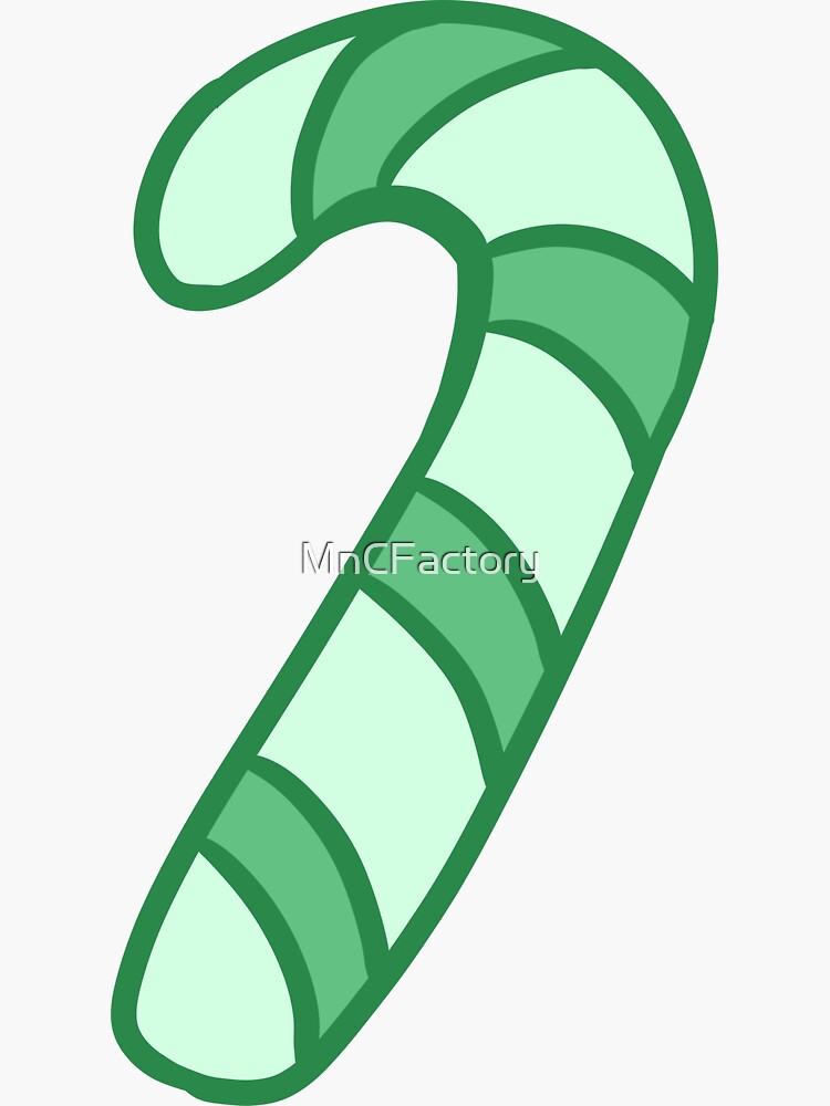 "Cute Green Candy Cane" Sticker for Sale by MnCFactory | Redbubble
