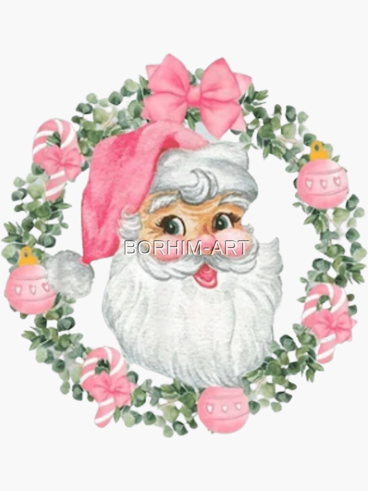 "retro vintage pink santa claus" Sticker for Sale by BORHIM-ART | Redbubble