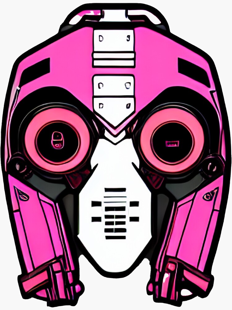 Robot Head Cyberpunk Pink 435534 Sticker For Sale By Immortalabyss