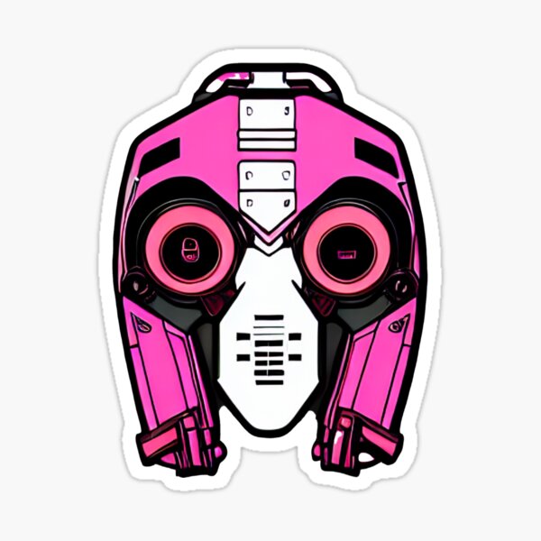 Robot Head Cyberpunk Pink 435534 Sticker For Sale By Immortalabyss