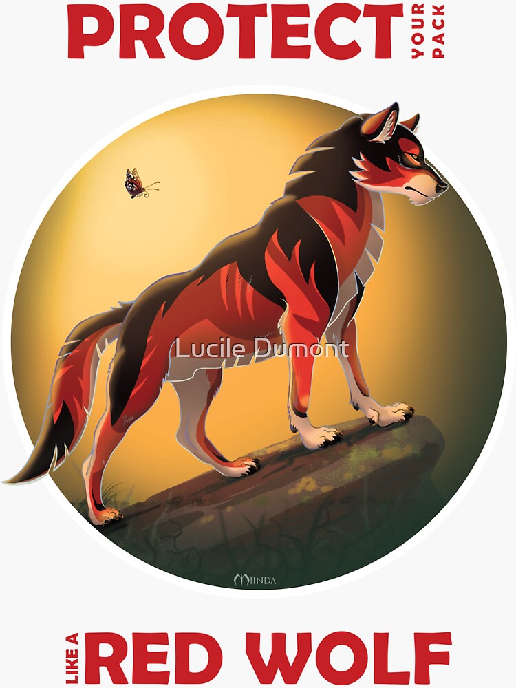 "Protect - Red Wolf David Vertical" Sticker for Sale by Miinda | Redbubble