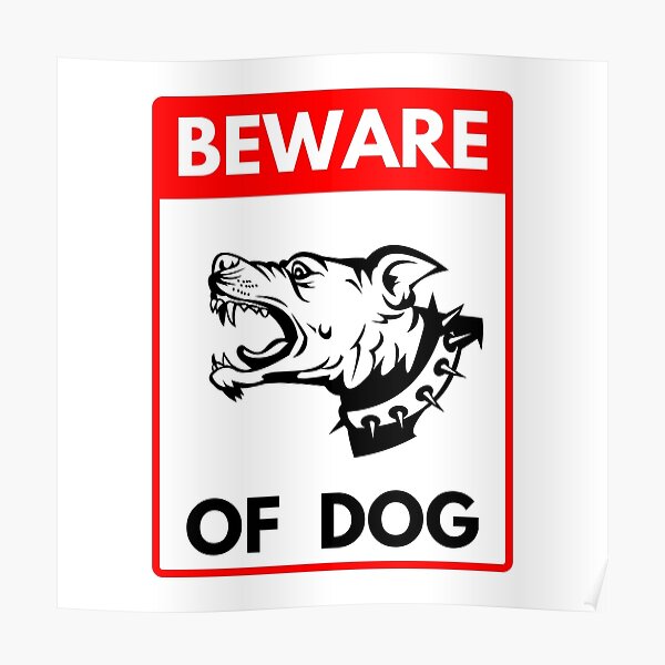 Póster «CUIDADO CON EL PERRO Señal de advertencia Color rojo Precaución ...