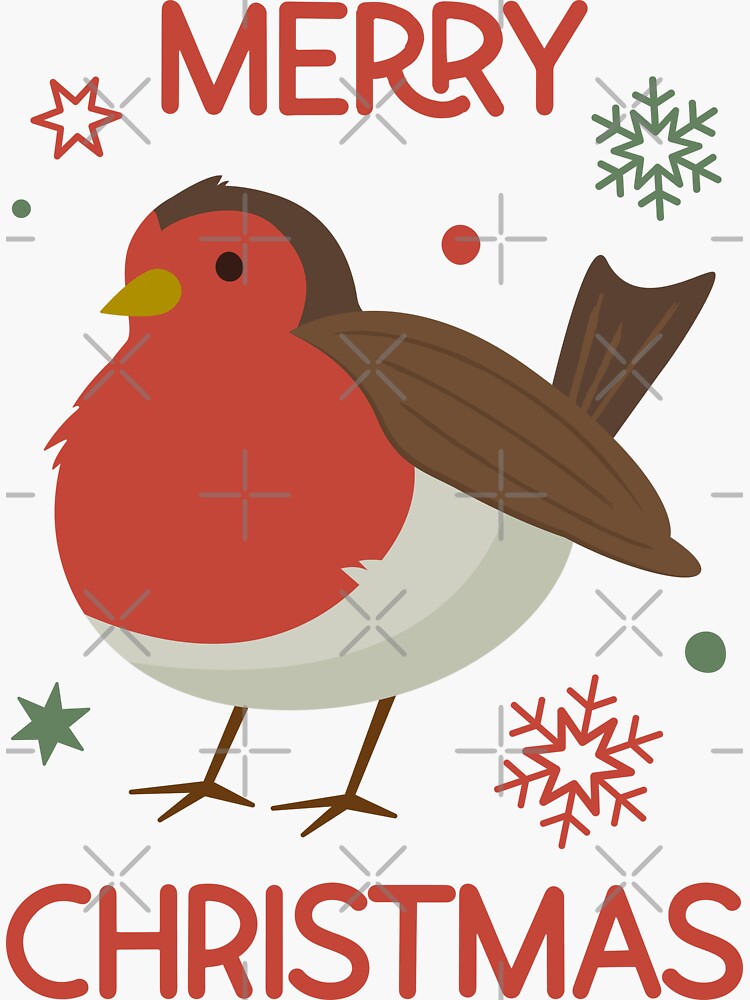 "Merry Christmas Robin" Sticker for Sale by PaulSDesign | Redbubble