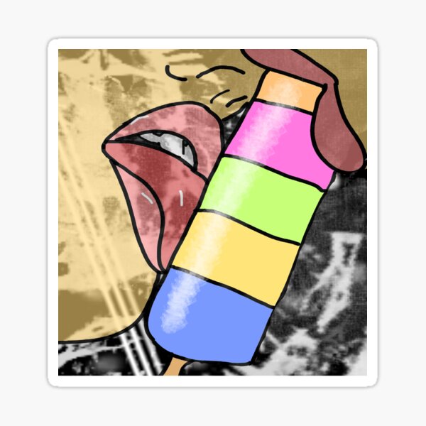 "2 girls licking a popsicle" Sticker for Sale by lucillelilips | Redbubble