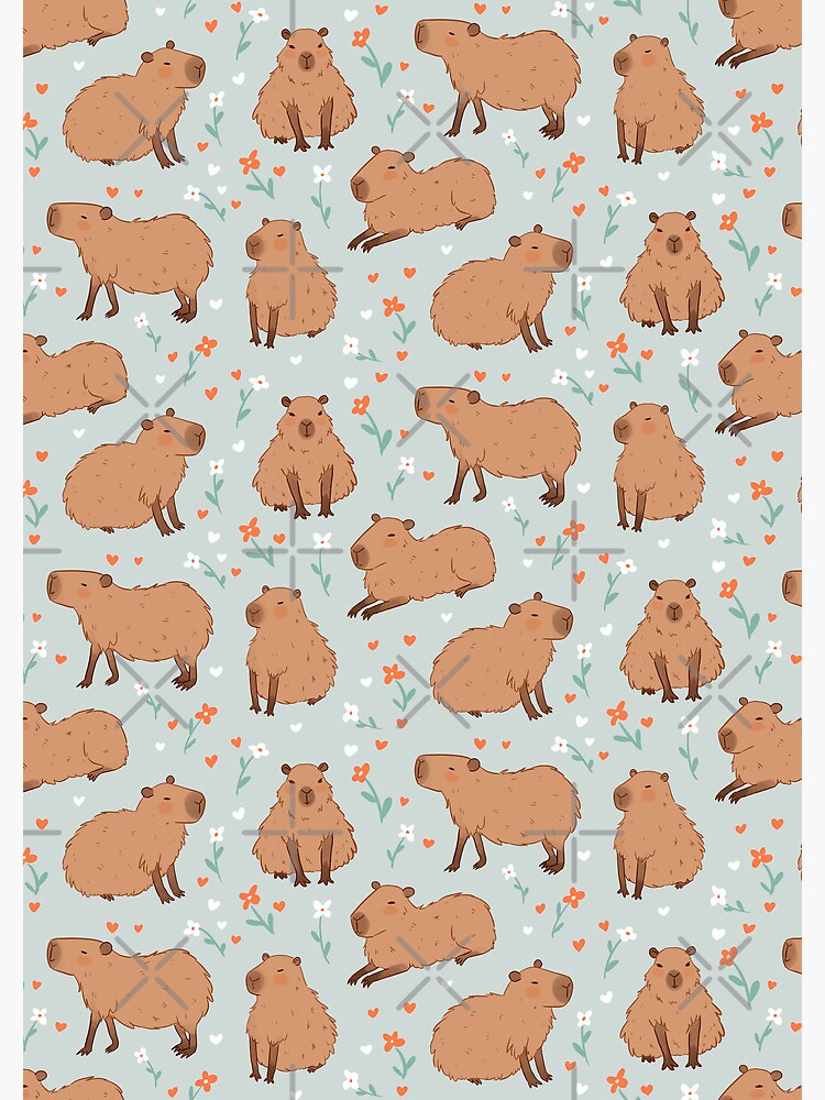 "Capybara cute pattern - cartoon capybara illustration pack" Spiral ...