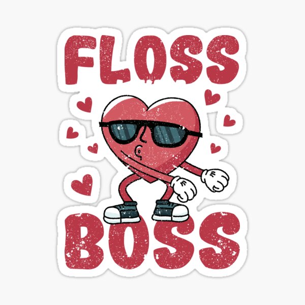 "Floss Like A Boss Valentine's Day Dance Heart Love" Sticker for Sale ...