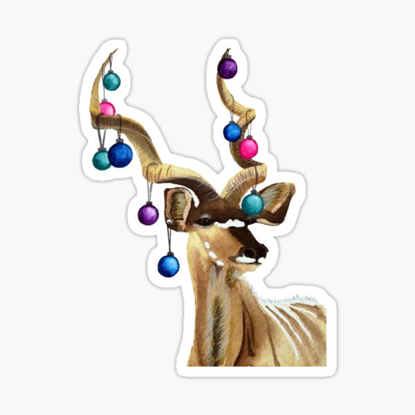 " The Christmas Kudu" Sticker for Sale by LuaSolas-Studio | Redbubble