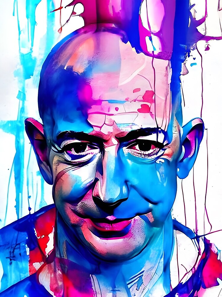 "Jeff Bezos in drip ink painting style, poster, portrait" Poster for ...
