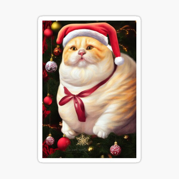 "Fat Christmas cat, cute, xmas, Santa Claus" Sticker for Sale by ...