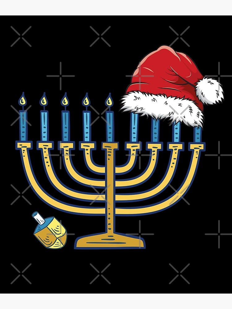 " Menorah Santa Hat Chanukah Hanukkah Jewish Christmas Pajama" Poster ...