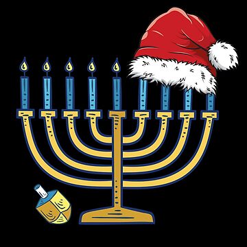 " Menorah Santa Hat Chanukah Hanukkah Jewish Christmas Pajama" Poster ...