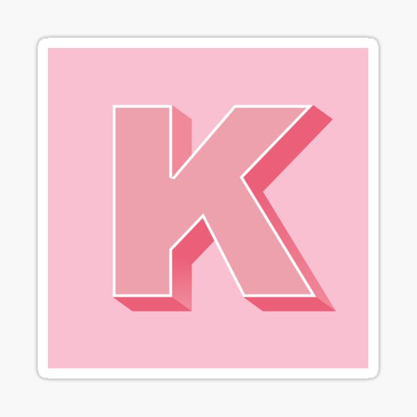 "Pink 3D Letter K" Sticker for Sale by TheMonogramShop | Redbubble
