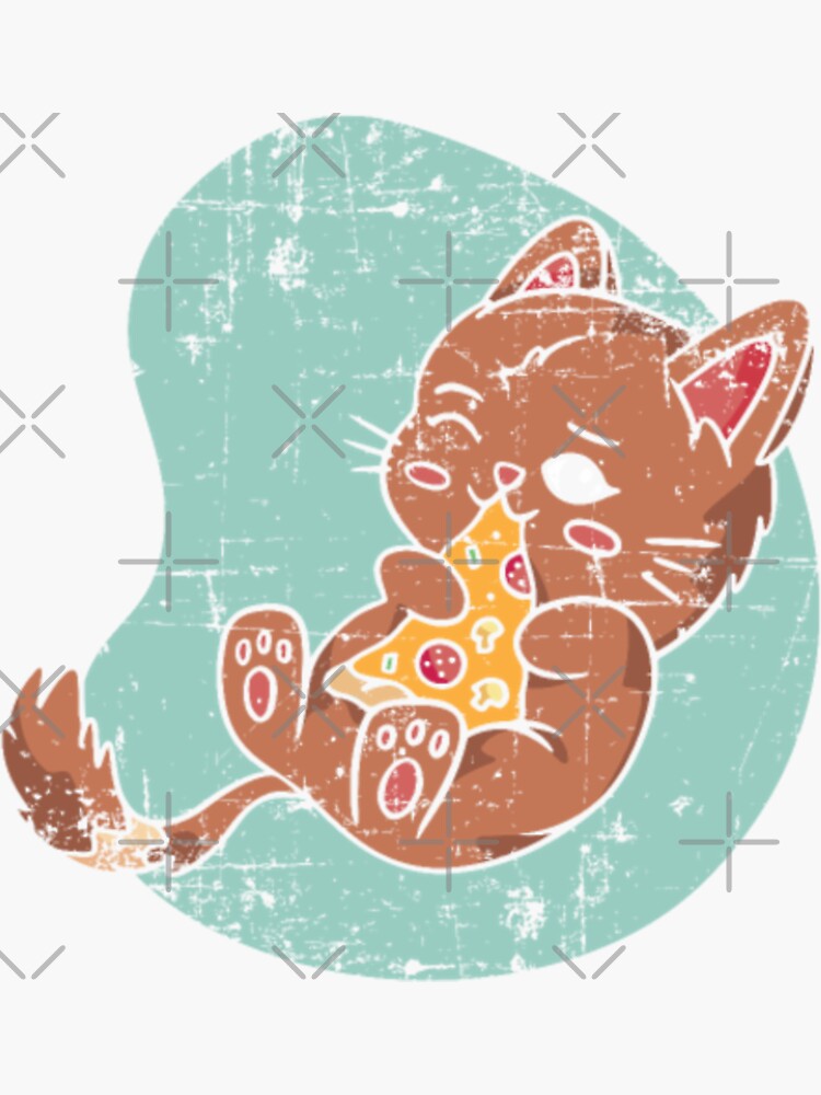 "Pizza Cat Pizza Lover Italian Food Kitty Meow" Sticker for Sale by ...
