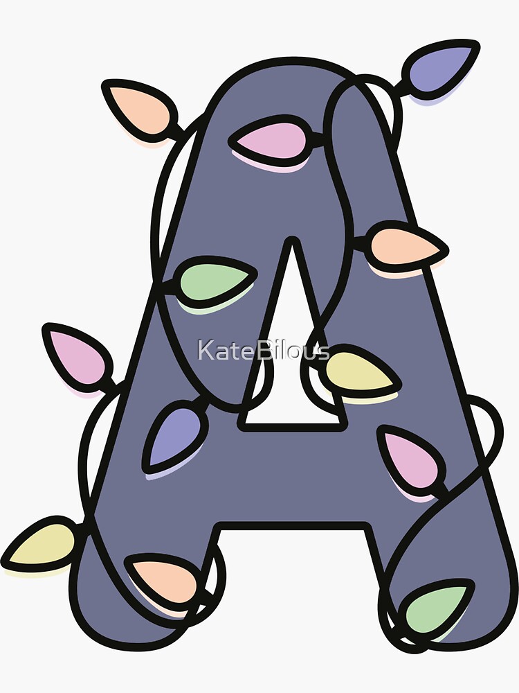 "Gray Letter A with Christmas Lights Winter Holidays Monogram Capital ...