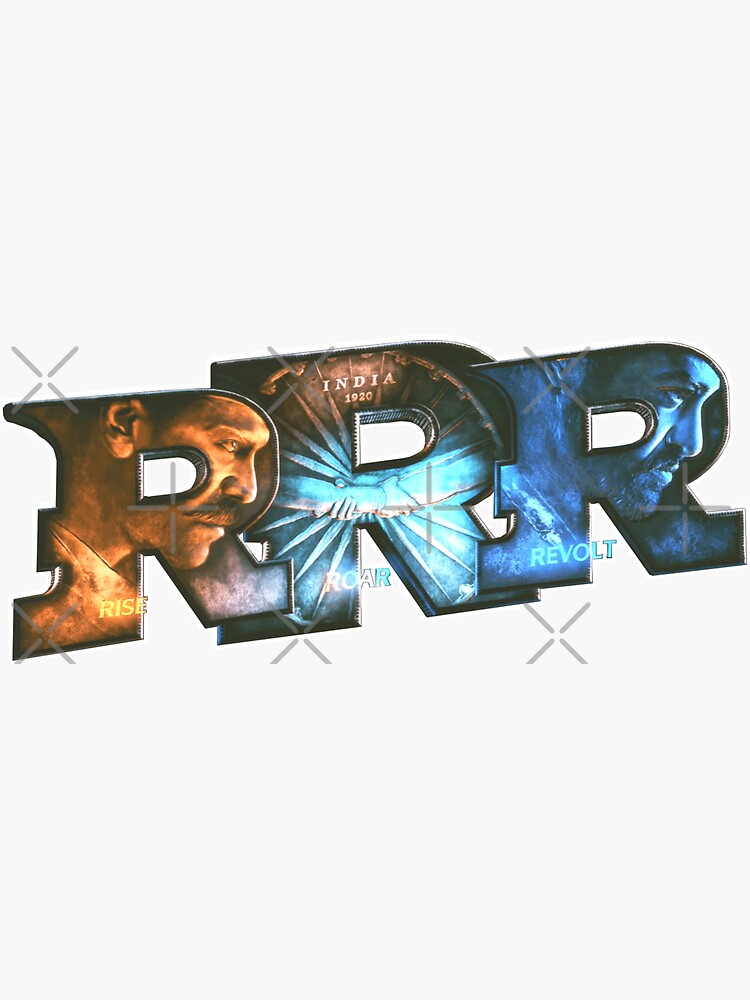 "RRR movie title" Sticker for Sale by midnblog | Redbubble