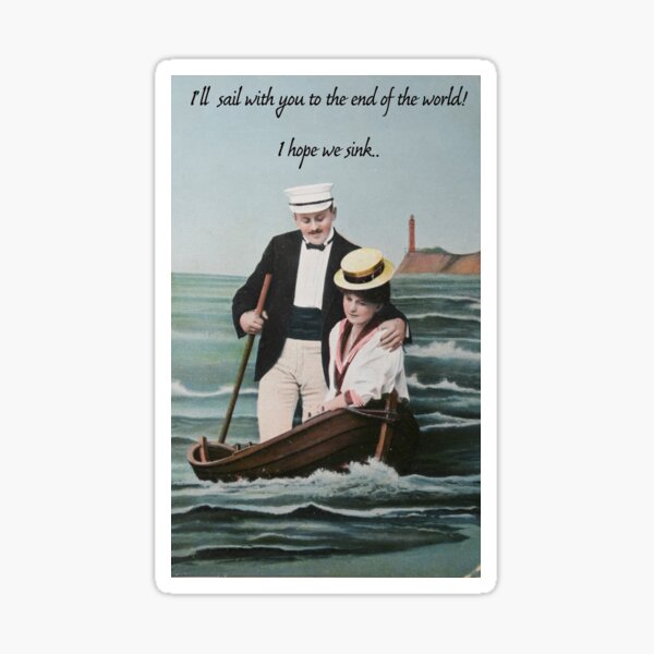 "Unhappy woman with man in rowing boat" Sticker for Sale by Photopat ...