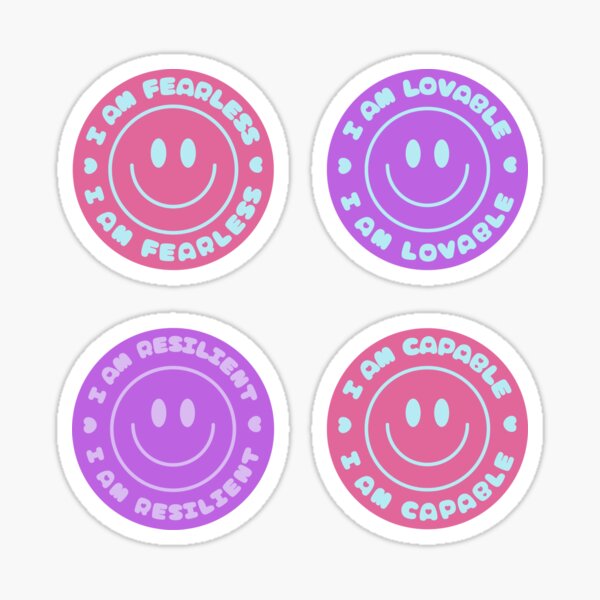 "I Am Affirmation Set Smiley Face Cute" Sticker for Sale by NinniShop ...