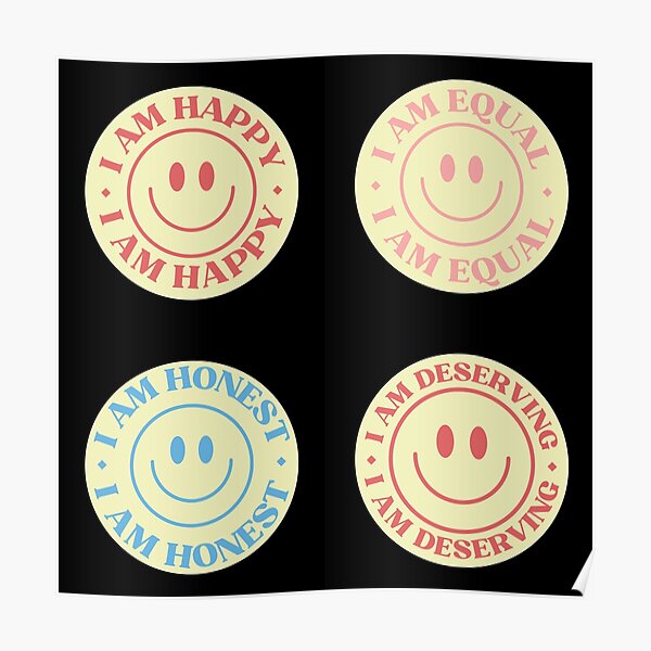 "I Am Affirmation Set Smiley Face" Poster for Sale by NinniShop | Redbubble