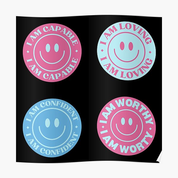 "I Am Affirmation Set Smiley Face" Poster for Sale by NinniShop | Redbubble