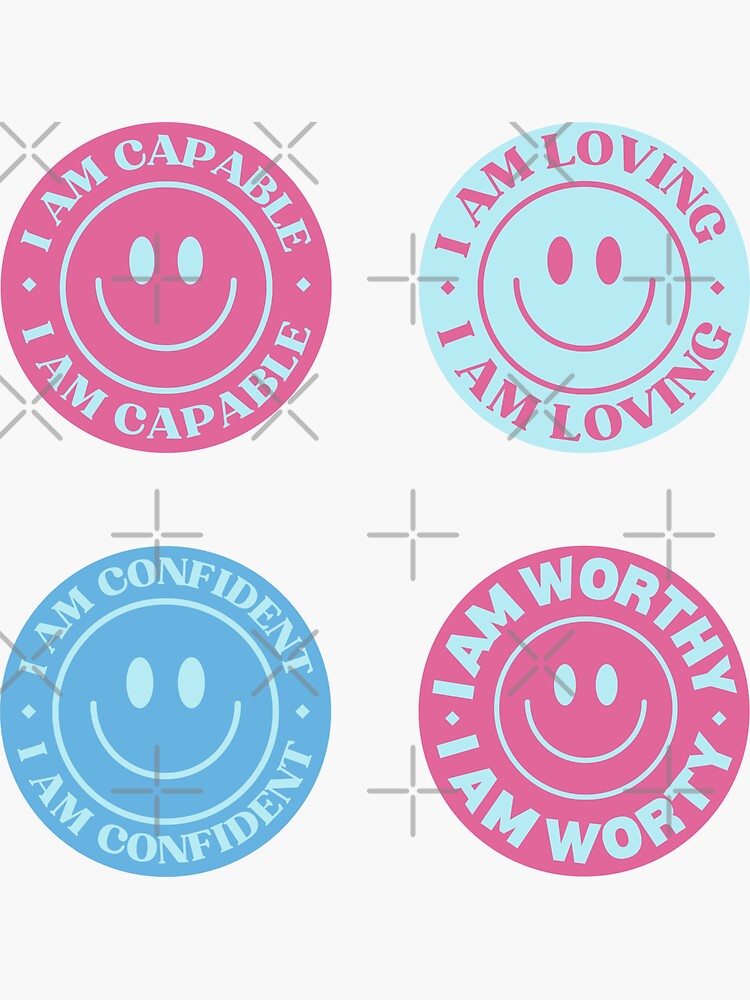 "I Am Affirmation Set Smiley Face" Sticker for Sale by NinniShop ...