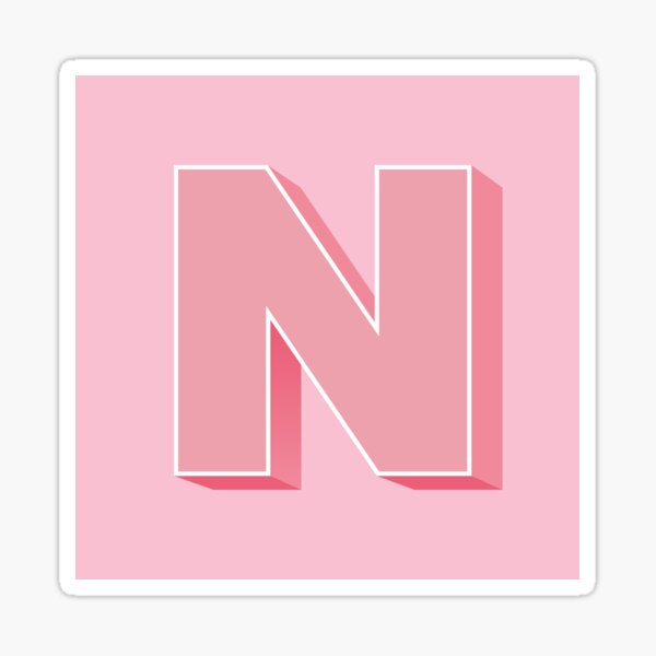 "Pink 3D Letter N" Sticker for Sale by TheMonogramShop | Redbubble