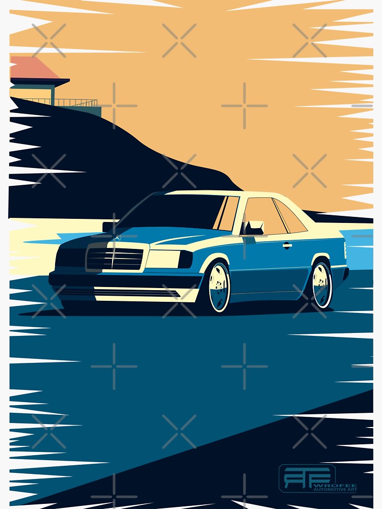 "W124 Car Illustration" Sticker for Sale by Wrofee | Redbubble