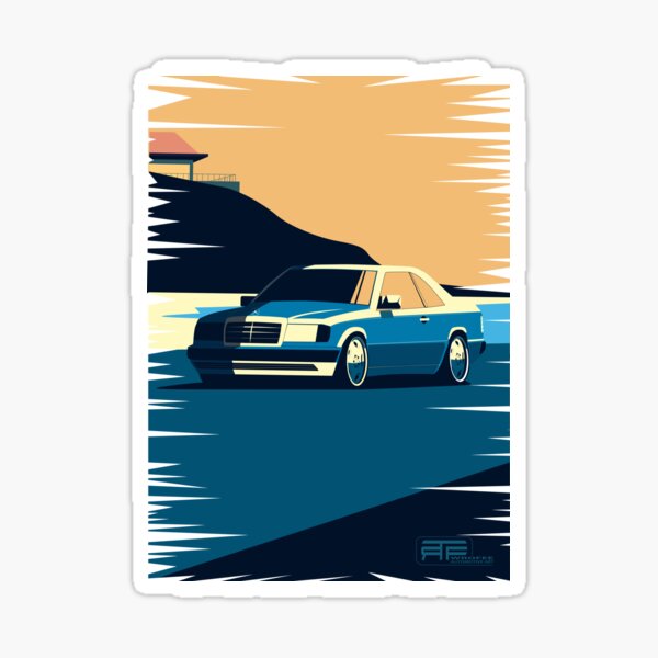 "W124 Car Illustration" Sticker for Sale by Wrofee | Redbubble