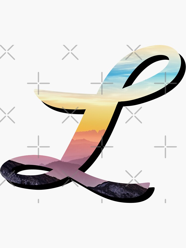"Letter L Monogram Script Initial Pink Sunset Variant " Sticker for ...