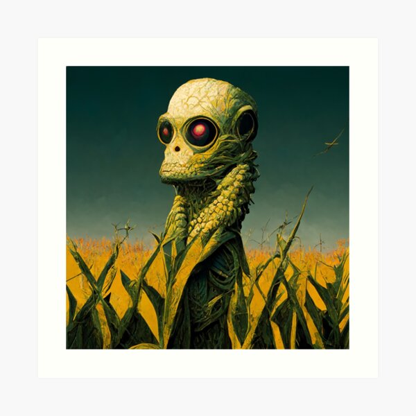 "Reptilian Shapeshifter Alien in a Cornfield - Corn Cob Alien Head ...