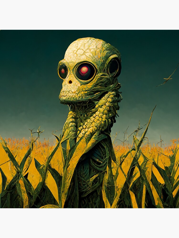 "Reptilian Shapeshifter Alien in a Cornfield - Corn Cob Alien Head ...
