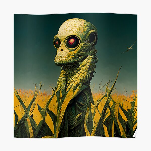 "Reptilian Shapeshifter Alien in a Cornfield - Corn Cob Alien Head ...